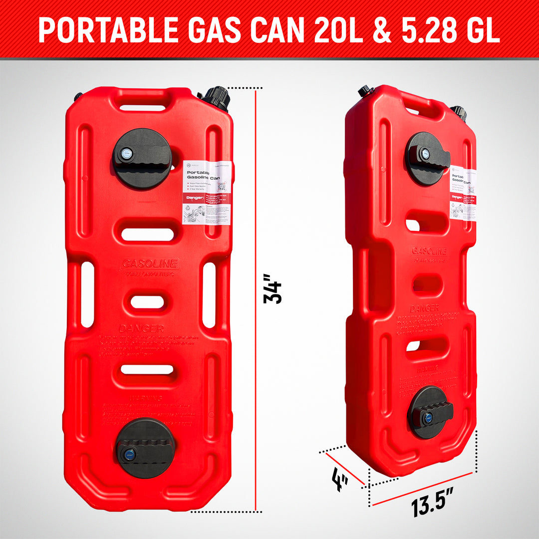 Miolle Gas Can 1pcs with Mounting Bracket and Lock 2 pcs, 20L Red